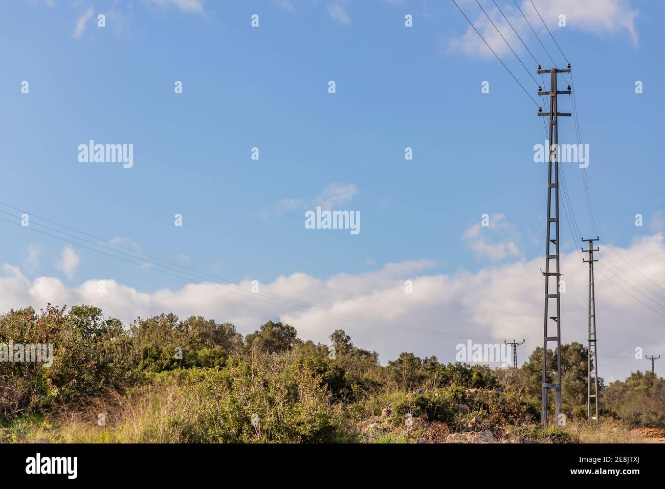 Old electricity pole and blue sky in Turkey Stock Photo - Alamy