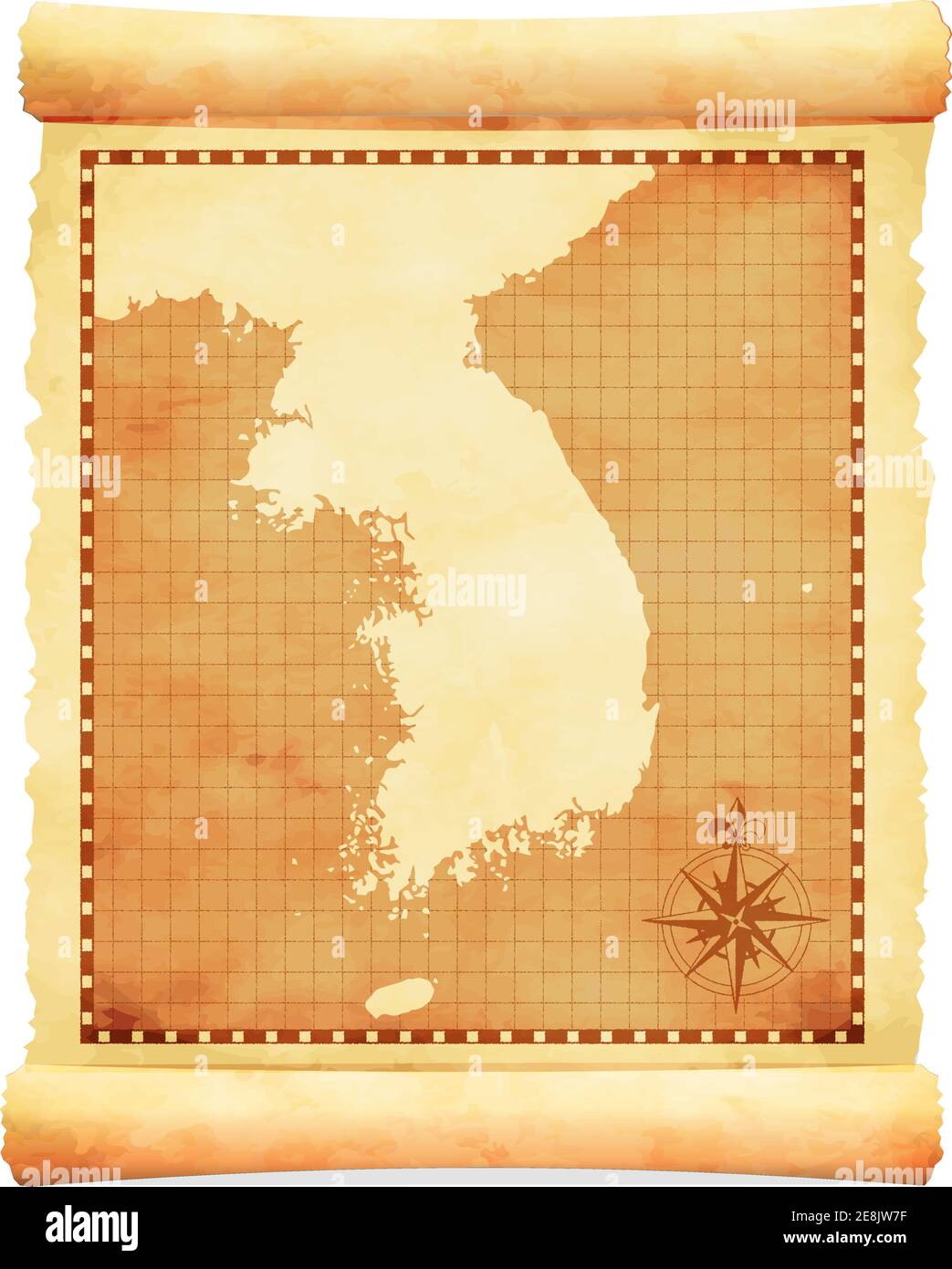 Old vintage South korea map vector illustration Stock Vector Image ...
