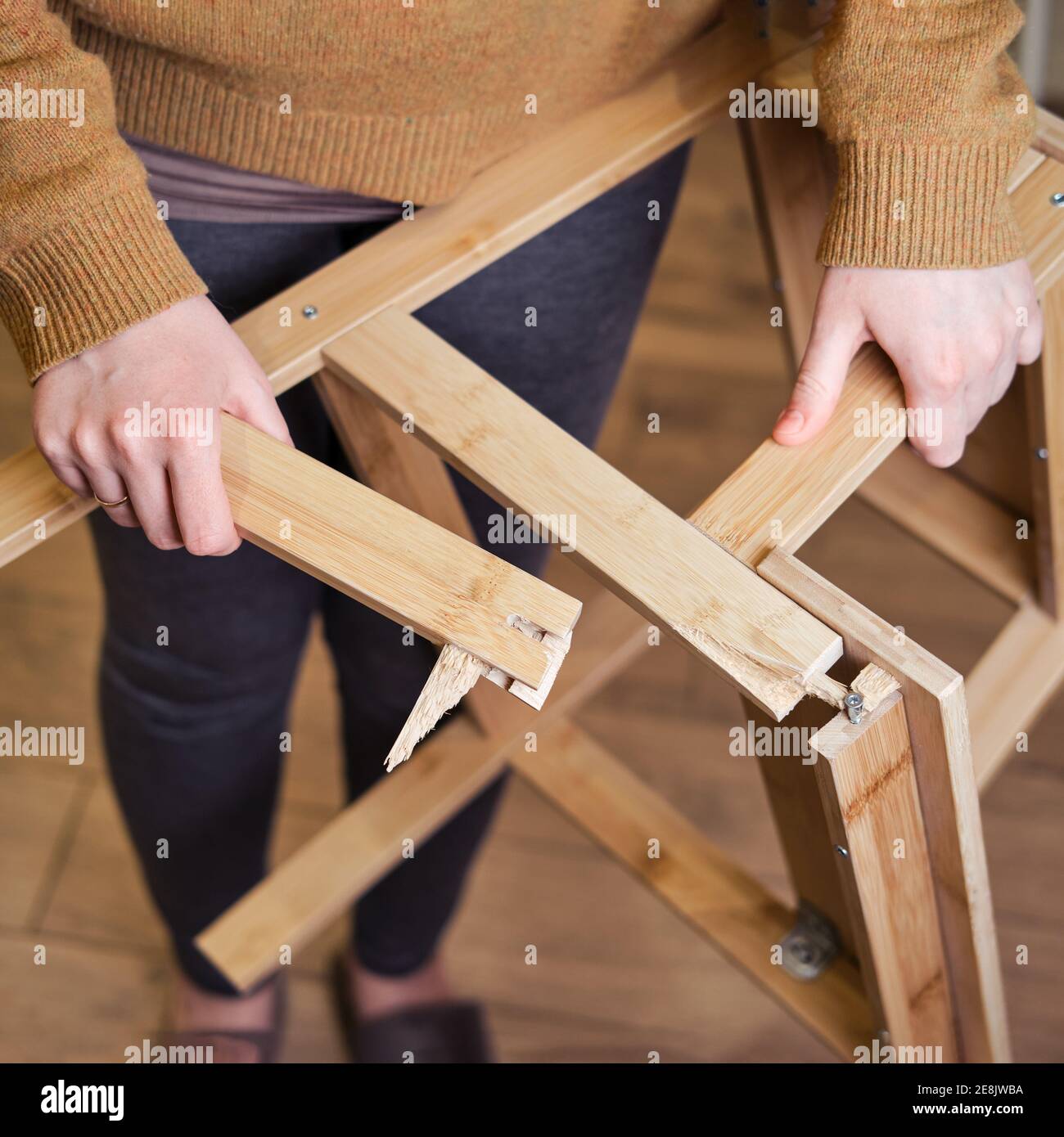 The leg of the wooden stepladder broke at the base. Ladder broke in the ...