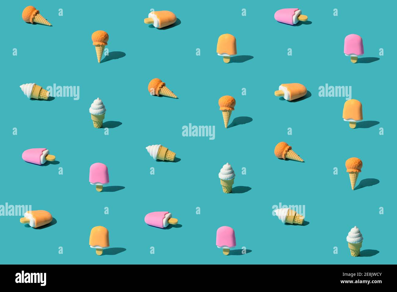 Ice cream stylized regular pattern on a trendy blue background Stock ...