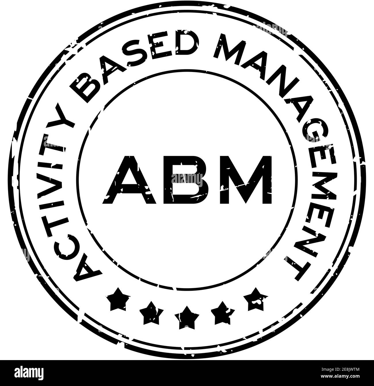 Grunge black ABM Activity Based Management word round rubber seal stamp ...