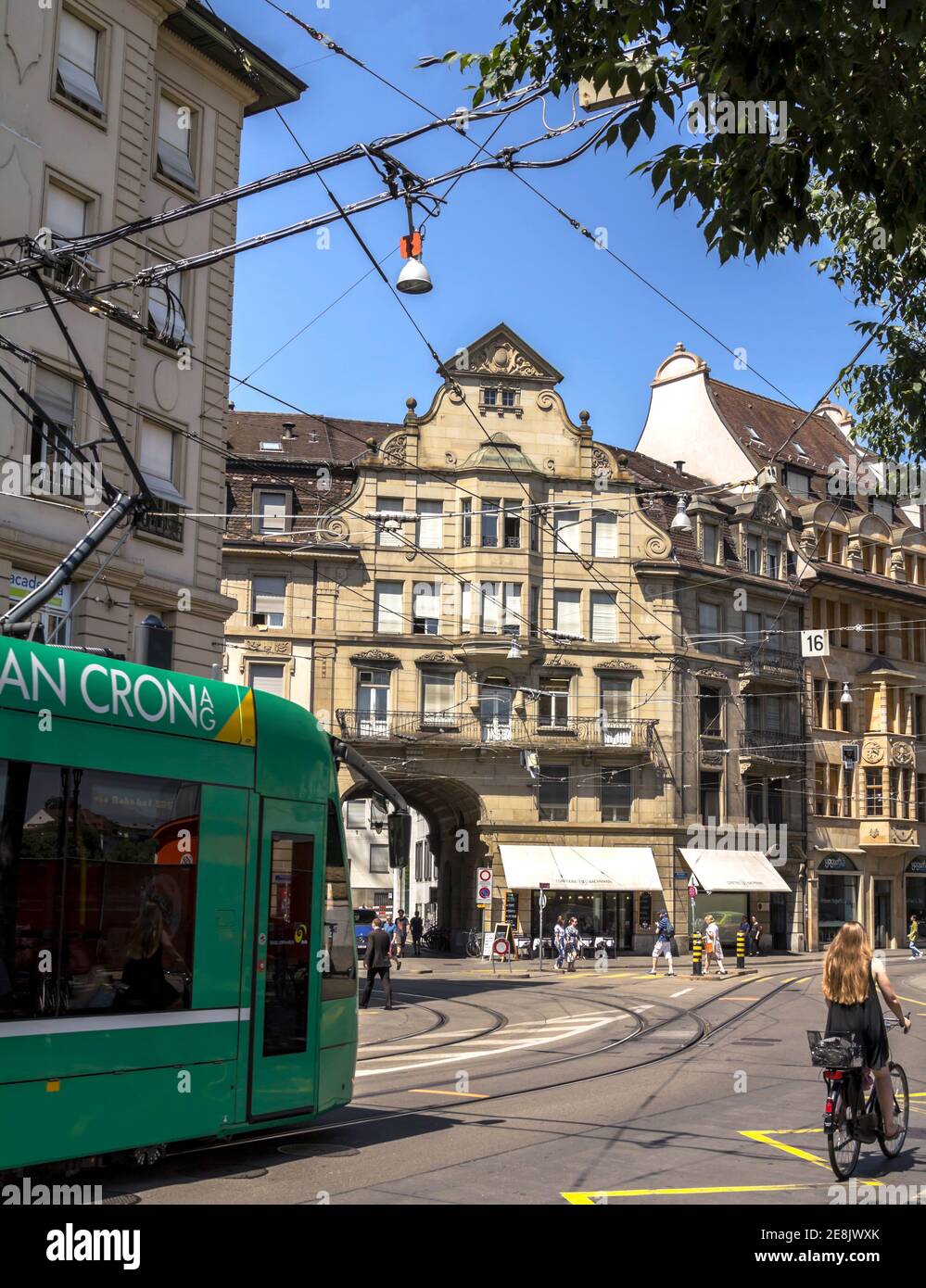 Basel, SWITZERLAND : City tram in Basel in a beautiful summer day ...