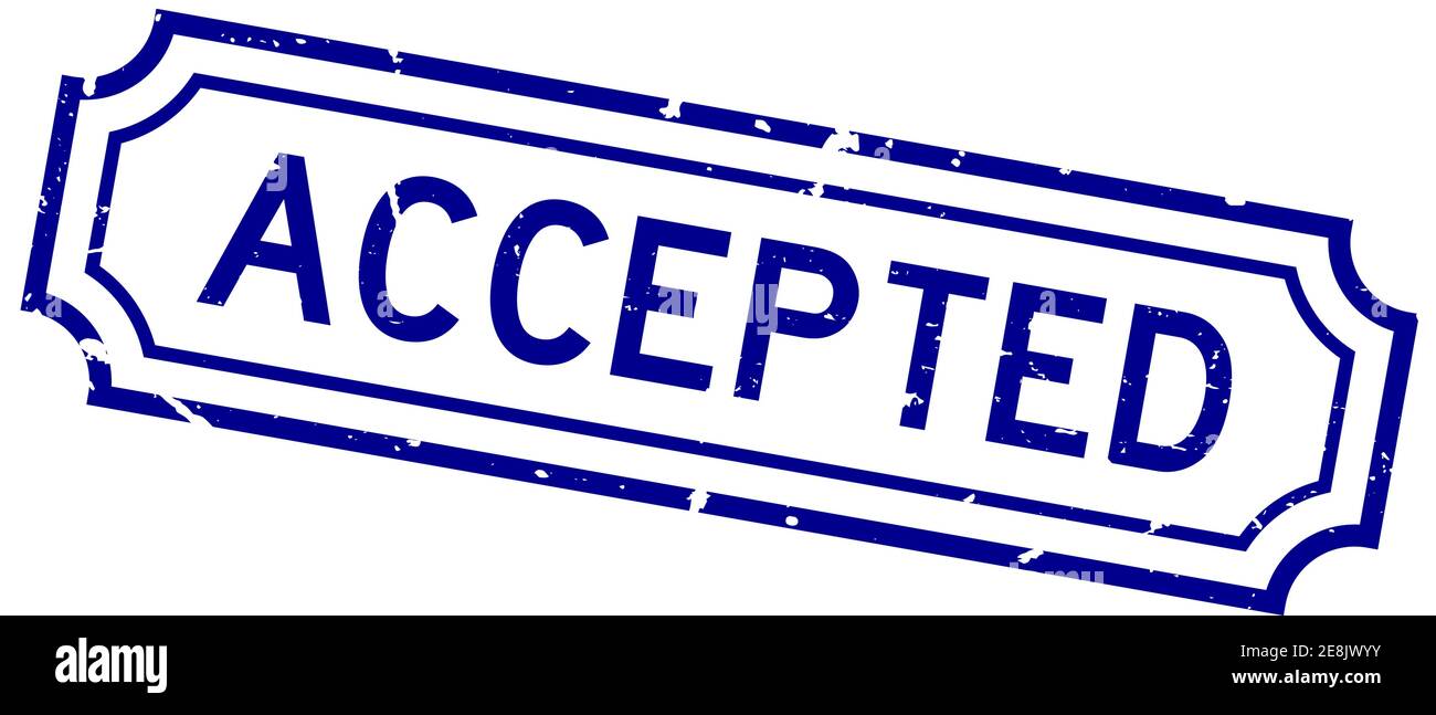 Grunge blue accepted word rubber seal stamp on white background Stock ...