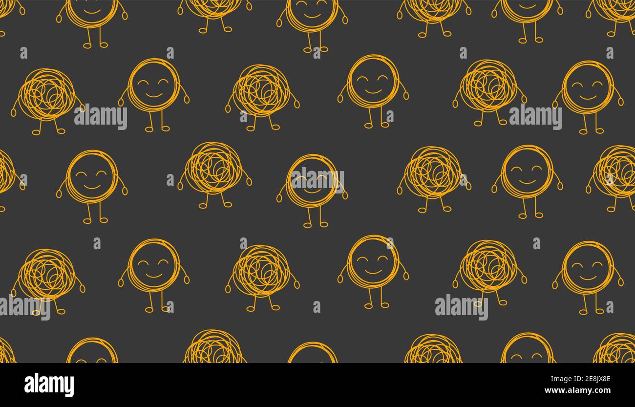 Therapy, psychology seamless pattern with doodle characters. Web ...