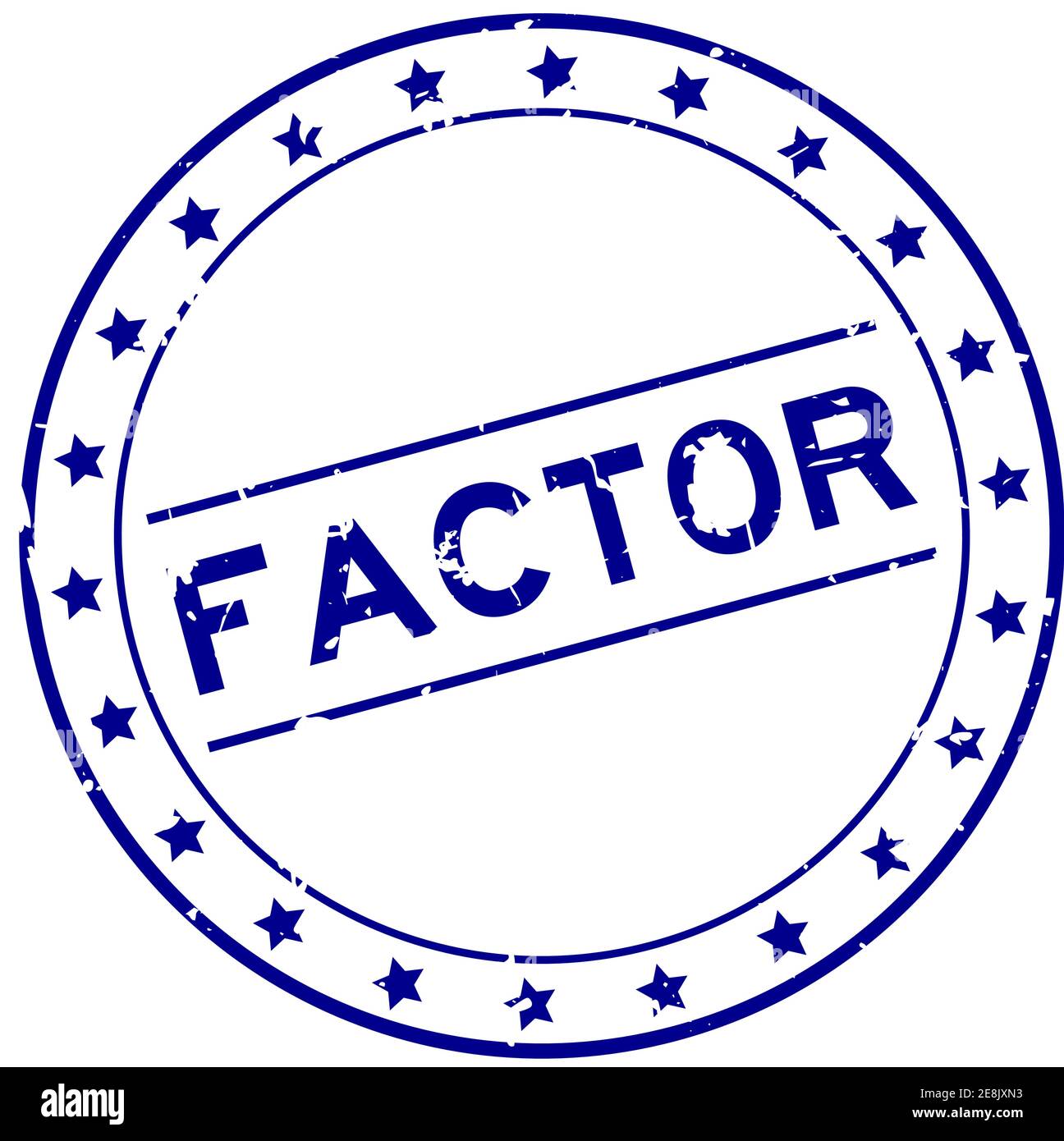 Grunge blue factor word round rubber seal stamp on white background ...