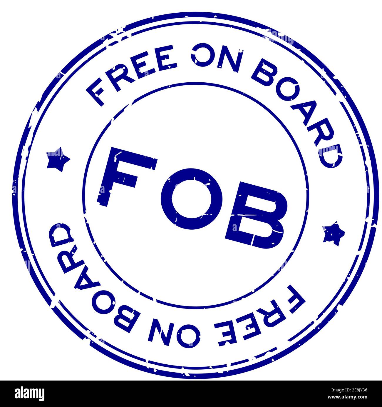 Grunge blue FOB Free On Board word round rubber seal stamp on white ...