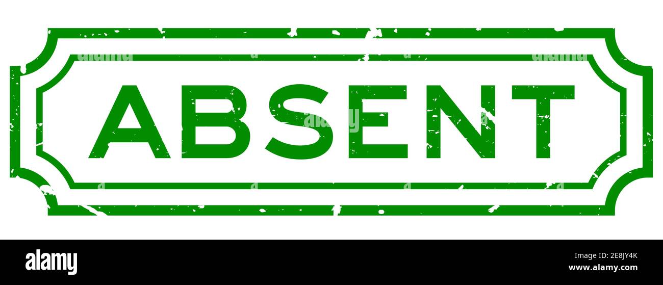 Grunge green absent word rubber business seal stamp on white background ...