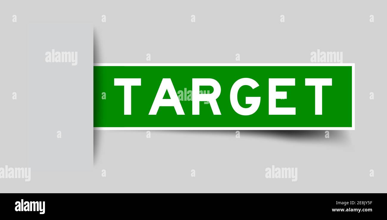Label sticker red color in word target that inserted in gray background ...