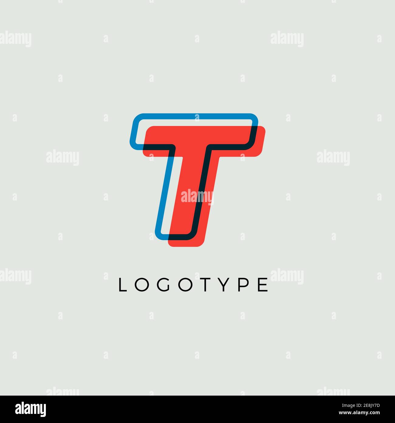 Stunning Letter T with 3d color contour, minimalist letter graphic for ...