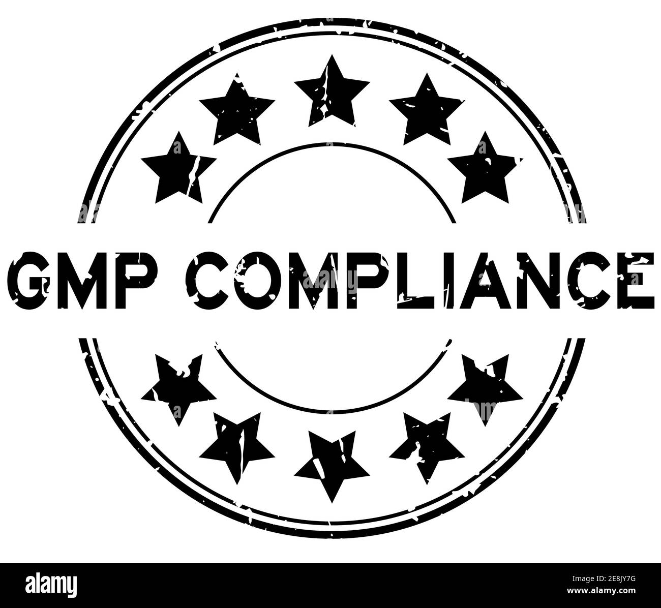 Grunge black GMP (Good manufacuturing practice) compliance word round ...