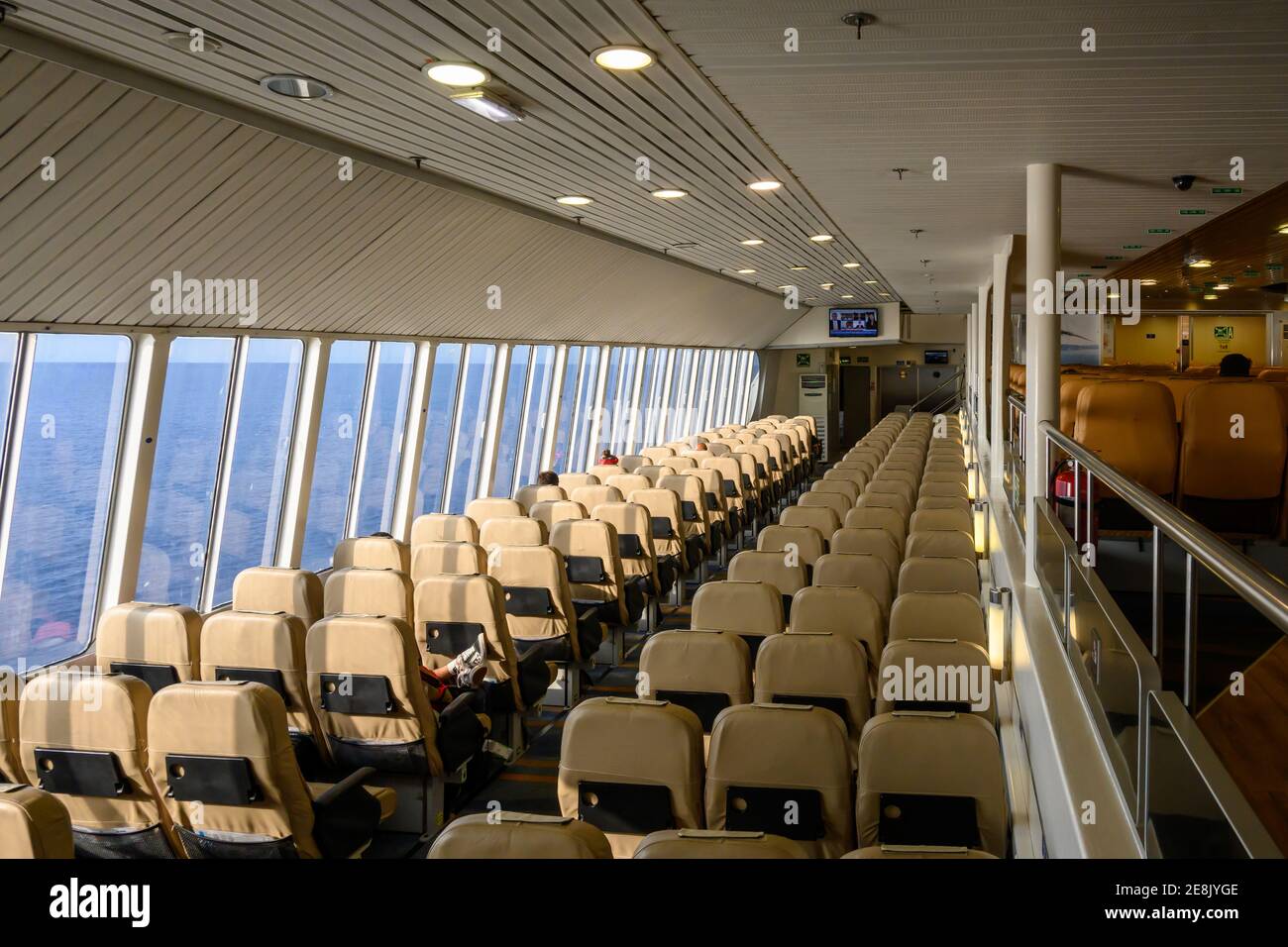 Sikinos, Greece - September 23, 2020: Interior of ferry Caldera Vista ...