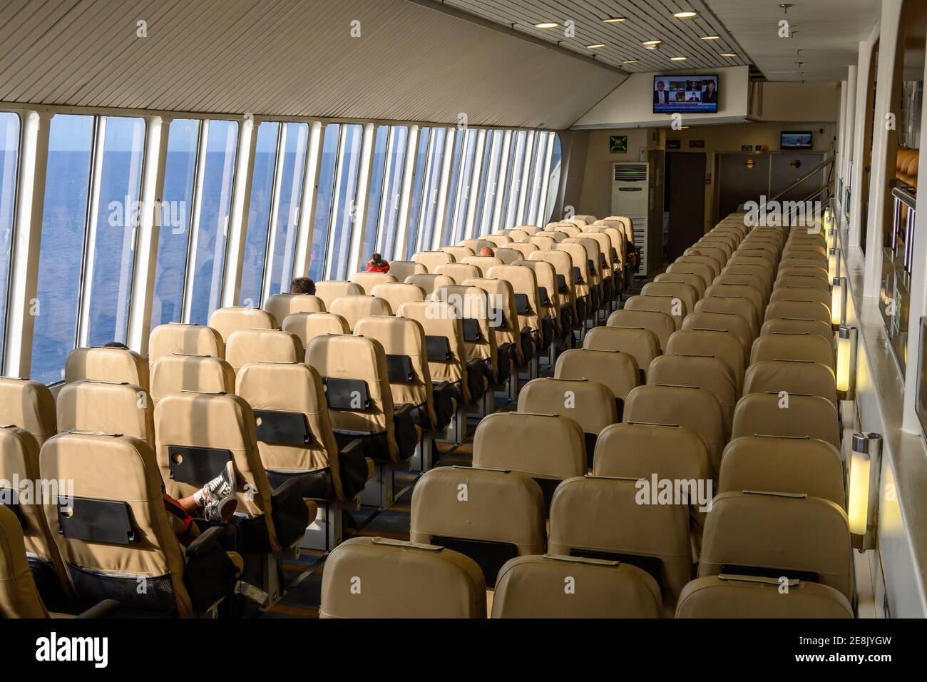 Sikinos, Greece - September 23, 2020: Interior of ferry Caldera Vista ...