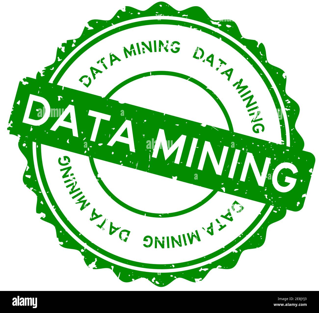 Grunge green data mining word round rubber seal stamp on white ...