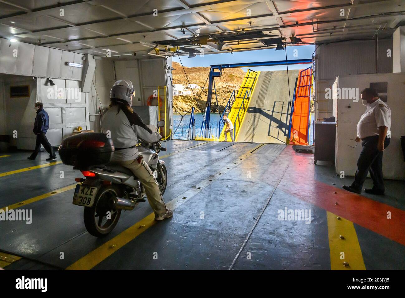Folegandros, Greece - September 23, 2020: Interior of ferry Caldera ...