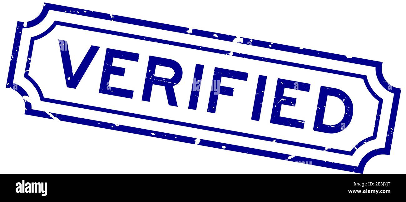 Grunge blue verified word rubber seal stamp on white background Stock ...