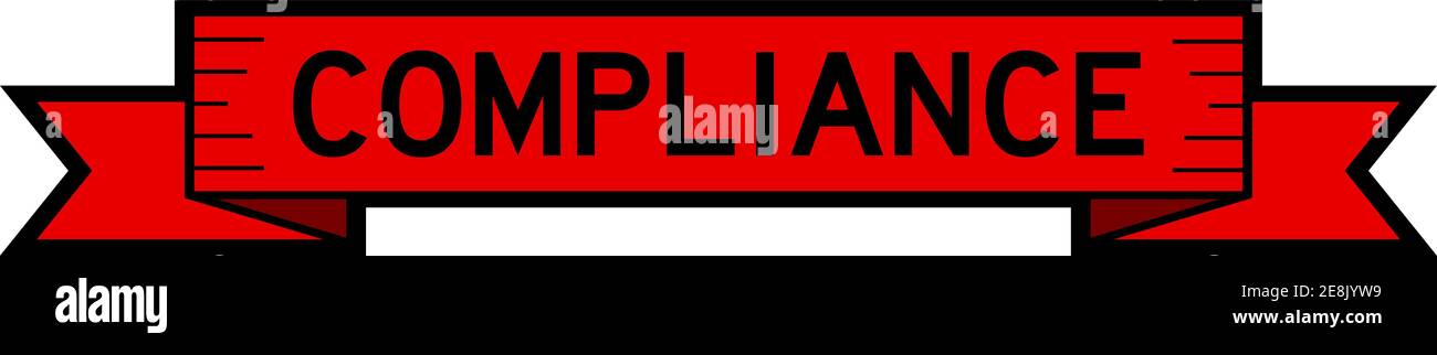 Vintage red color label banner with word compliance on white background ...