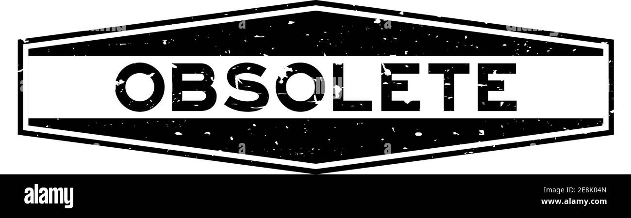 Grunge black obsolete word hexagon rubber seal stamp on white ...