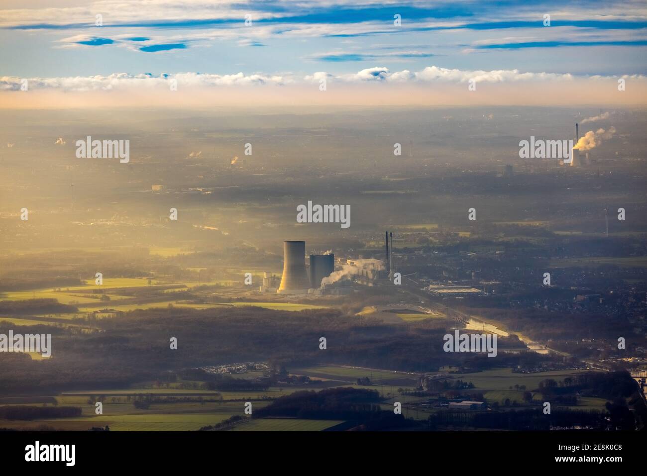 Aerial view of Datteln 4 power plant, EON4 a coal-fired power plant at ...