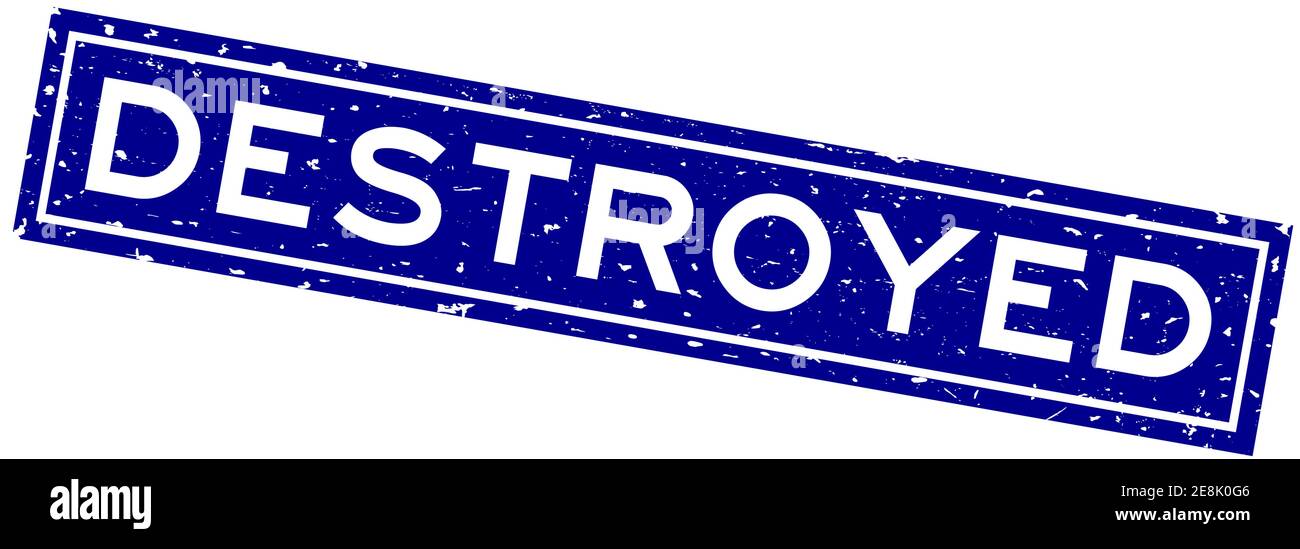 Grunge blue destroyed word square rubber seal stamp on white background ...