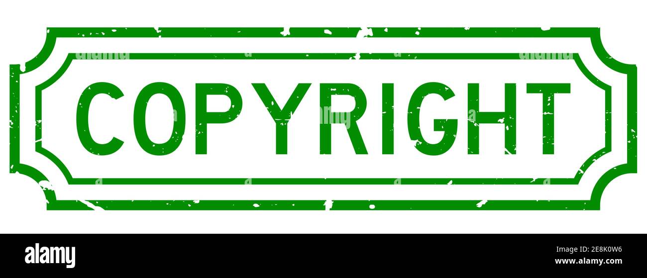 Grunge green copyright word rubber business seal stamp on white ...