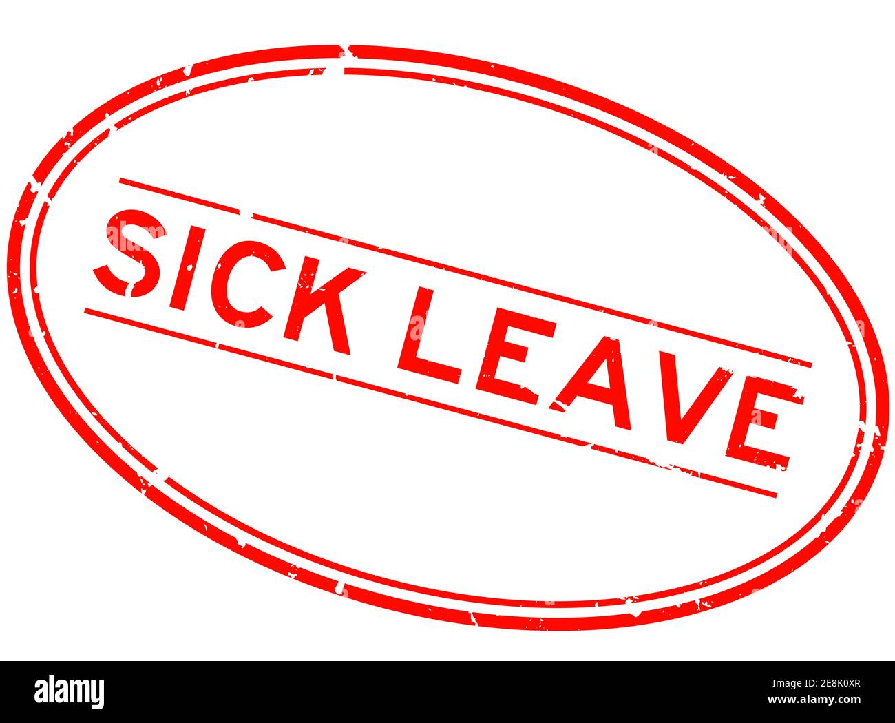 Grunge red sick leave word oval rubber seal stamp on white background ...
