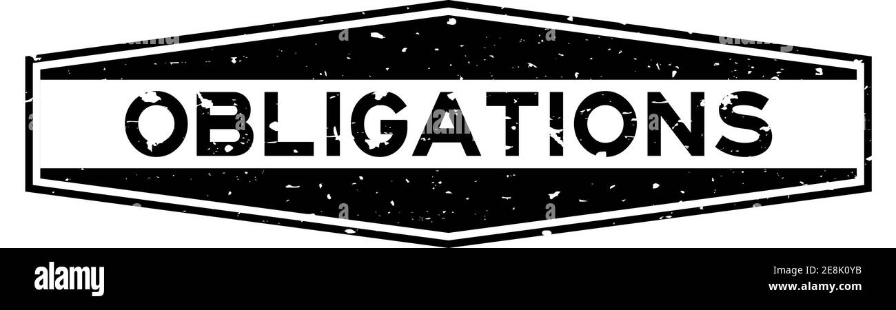Grunge black obligations word hexagon rubber seal stamp on white ...
