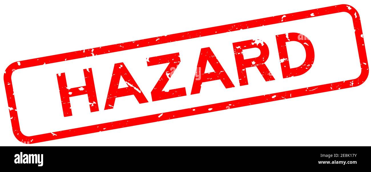Grunge red hazard word square rubber seal stamp on white background ...