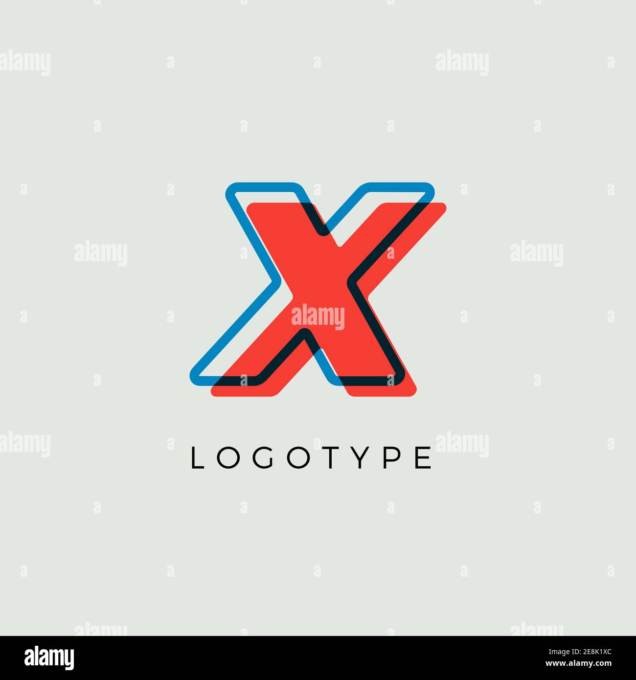 Stunning Letter X with 3d color contour, minimalist letter graphic for ...