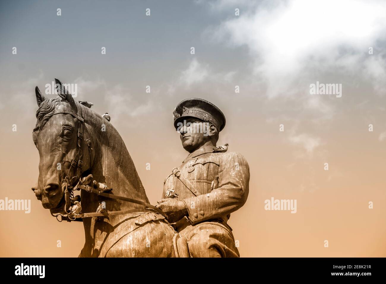 The statue of Ataturk and national flags of modern Turkey in Ulus ...