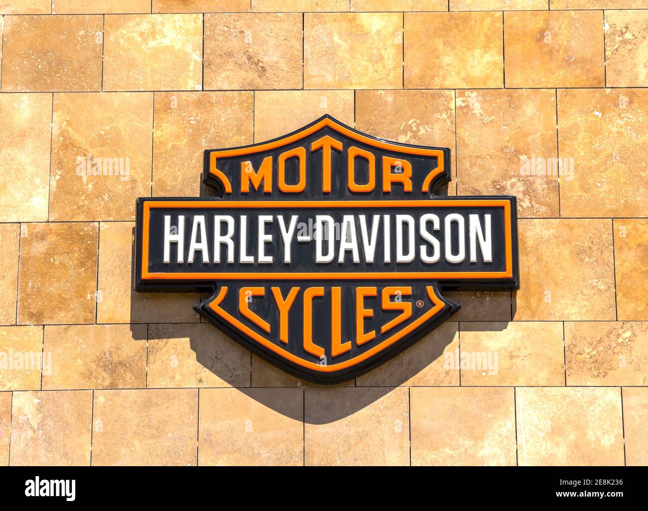 Izmir, Turkey: Harley-Davidson sign and logo. Harley-Davidson, Inc. is ...