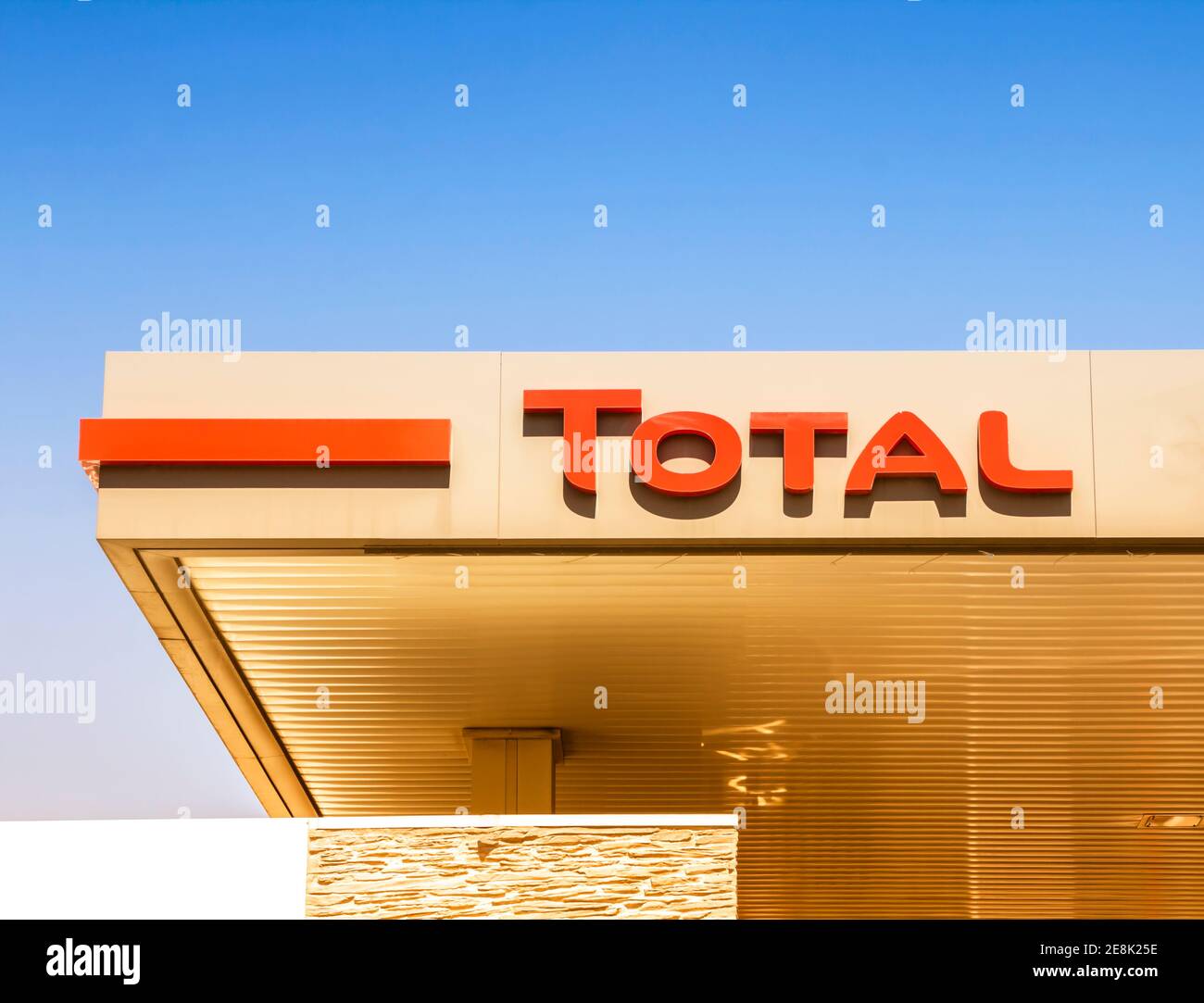 Ankara, Turkey: Total sign identifying a gas station. Total is a French ...