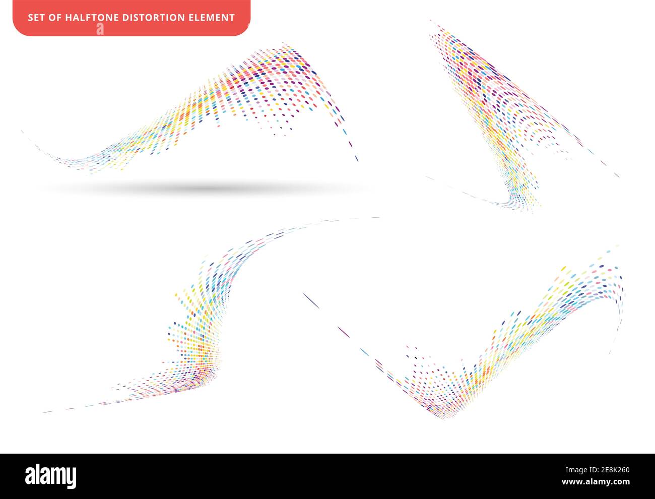 Set of abstract elements colorful halftone texture dots pattern wave or ...