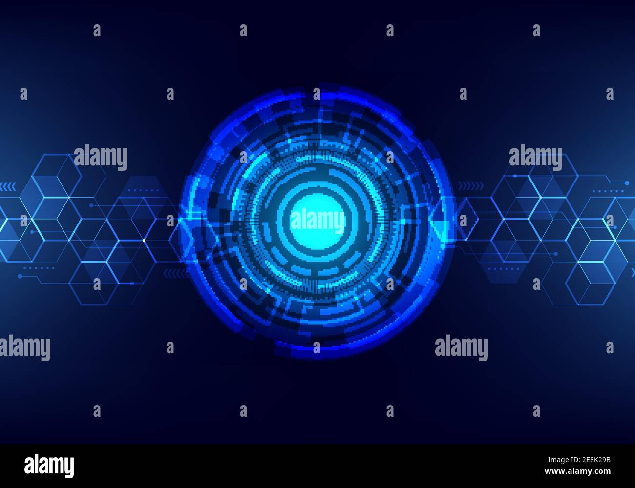 Abstract technology futuristic transfer digital data network to center ...