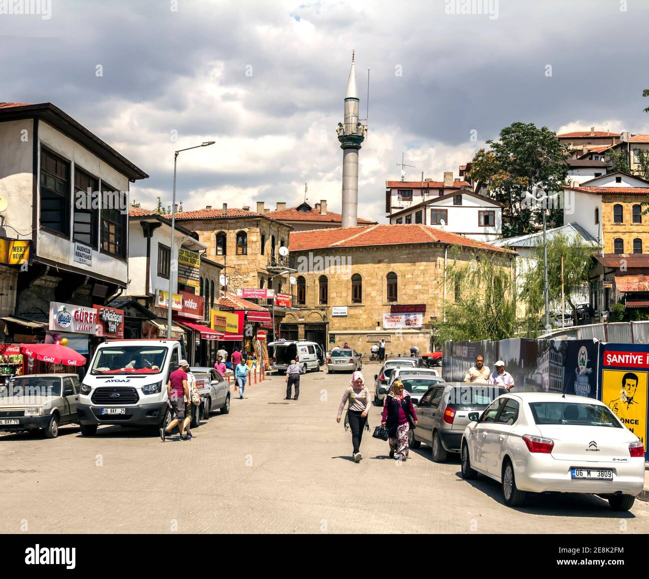 People and tourists visit and shopping in Grand bazaar of Beypazari ...