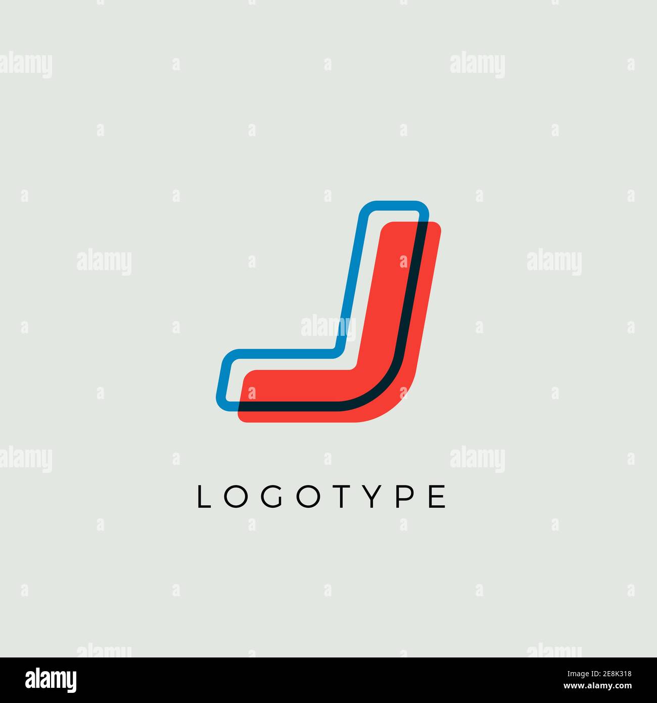 Stunning Letter J with 3d color contour, minimalist letter graphic for ...