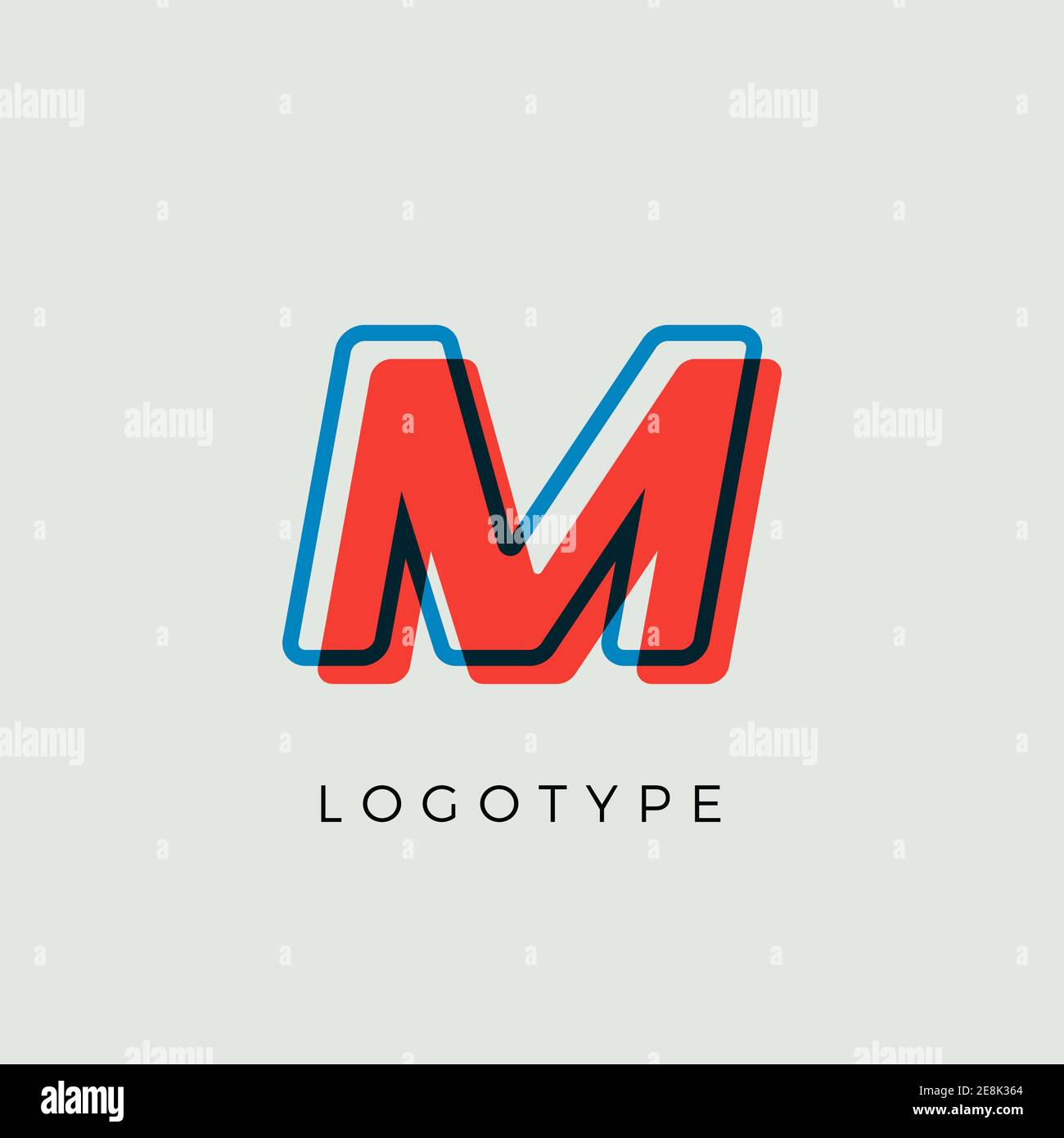 Stunning Letter M with 3d color contour, minimalist letter graphic for ...