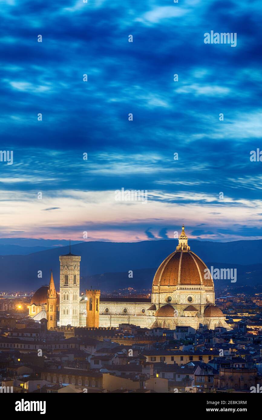 Florence, Italy Sunset and Dark Clouds Over Il Duomo, The Cathedral of ...