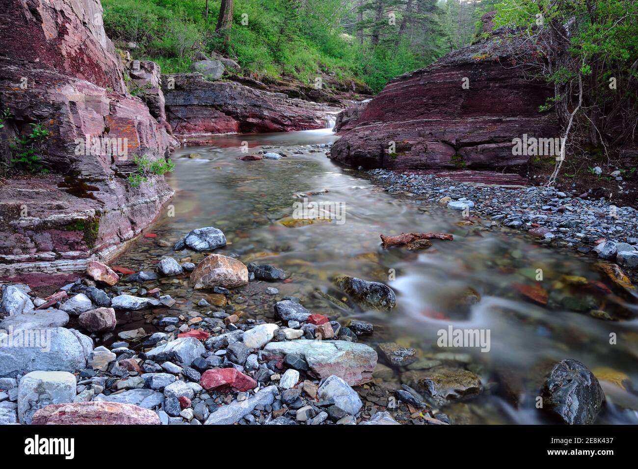 A closeup shot of Red Rock Canyon in Waterton Lakes National Park ...