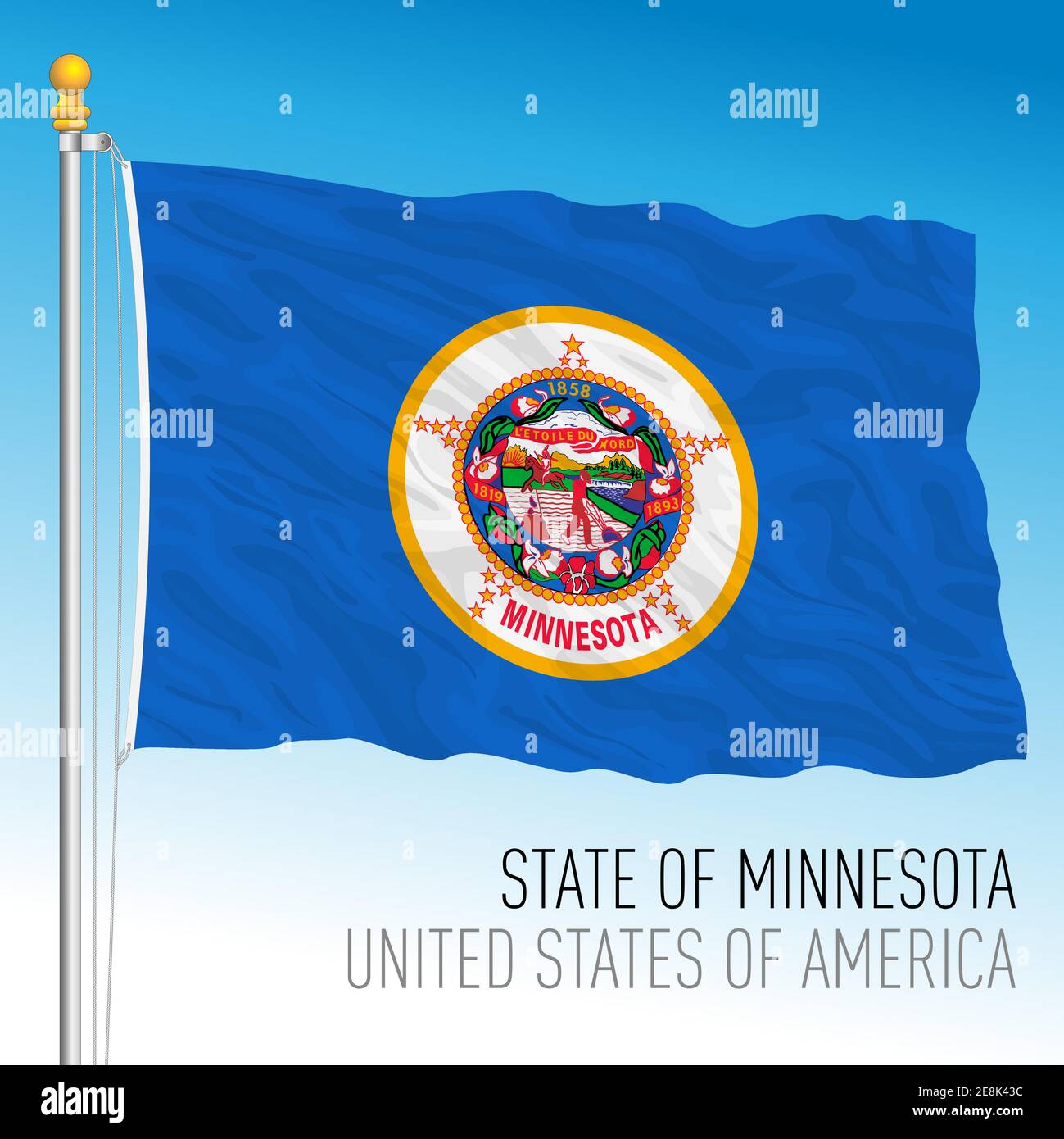 Minnesota federal state flag, United States, vector illustration Stock ...