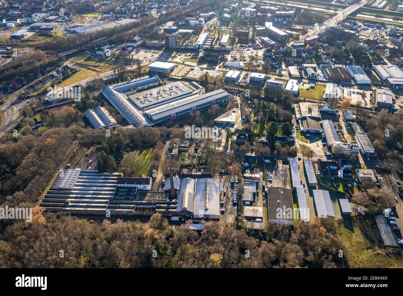 Aerial view of the industrial area in the Marienstraße in Dorsten in ...