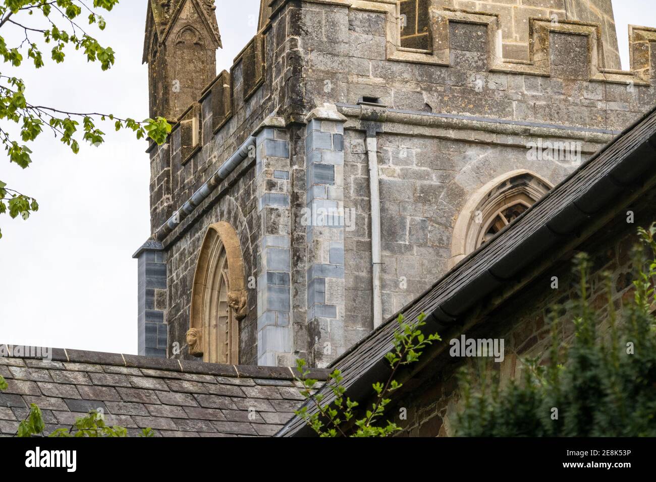 Detail the Historic Tower on Saint Michael and All Angels Church ...