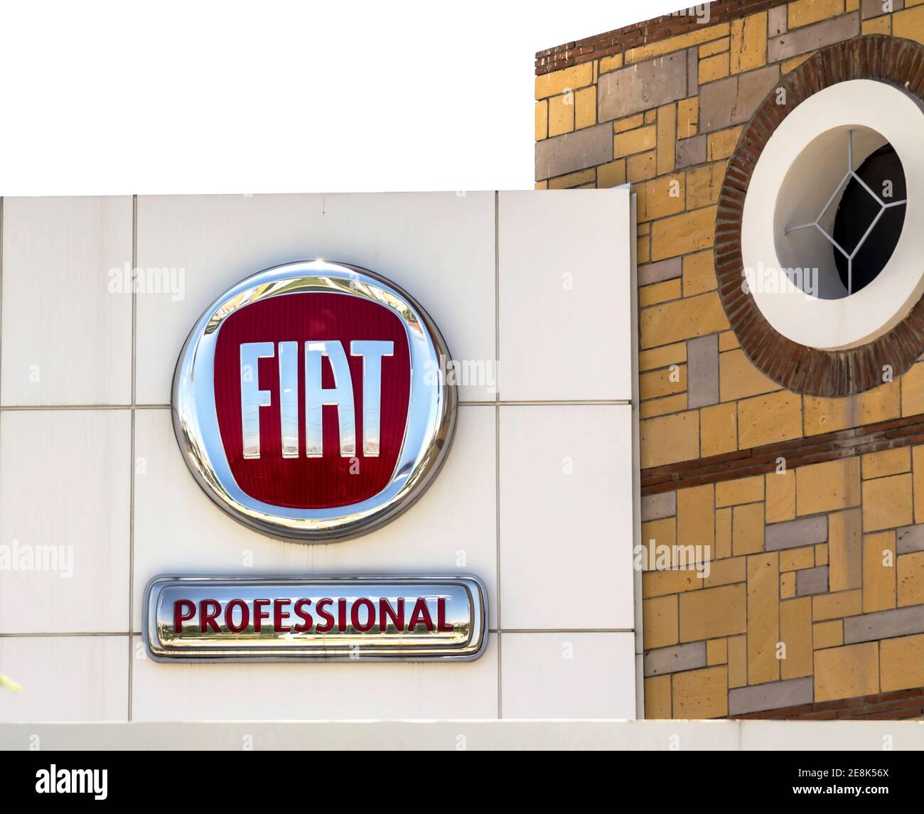 Fiat car dealership signboard. FIAT is Italian manufacturer vehicles ...