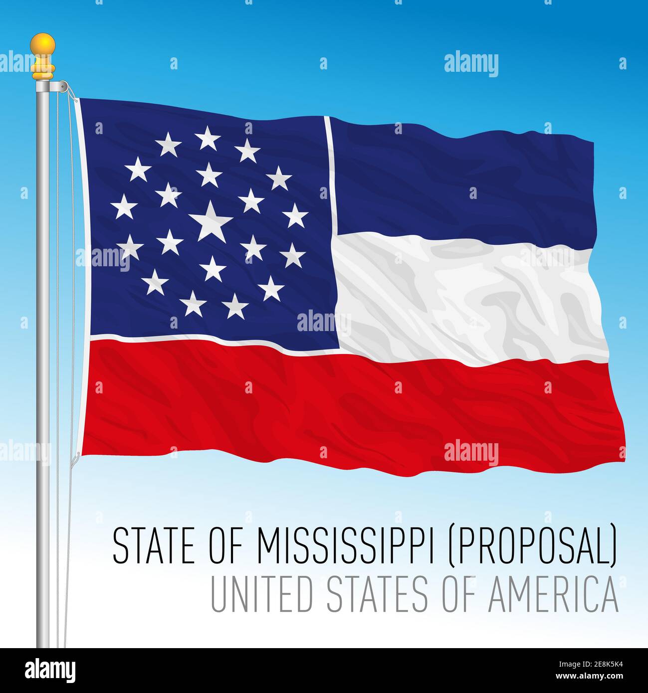 Mississippi federal state flag proposal, United States, vector ...