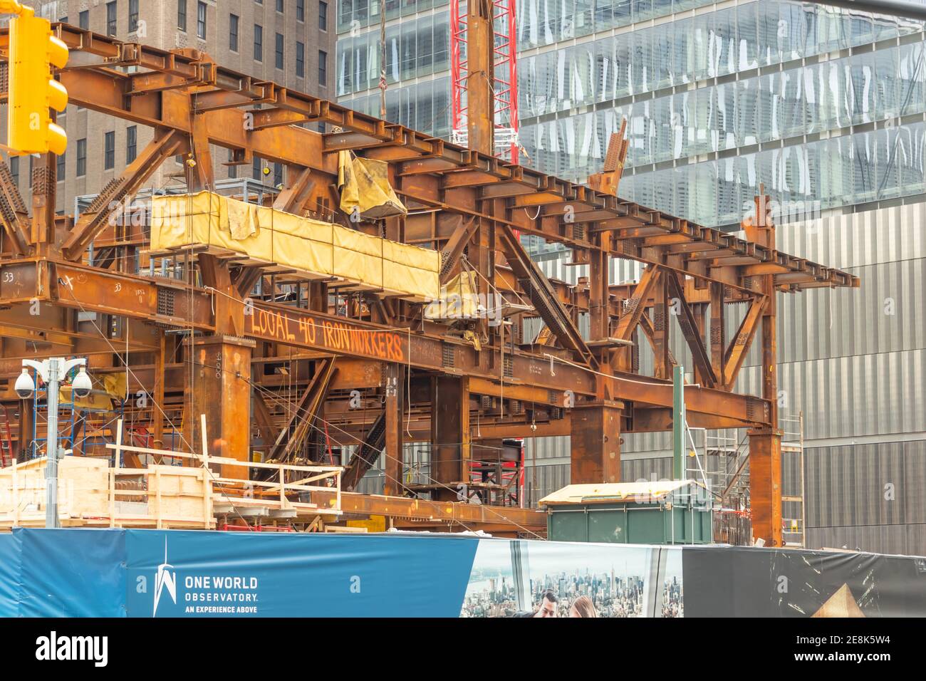 rusty iron steel girders construction of building near World Trade ...
