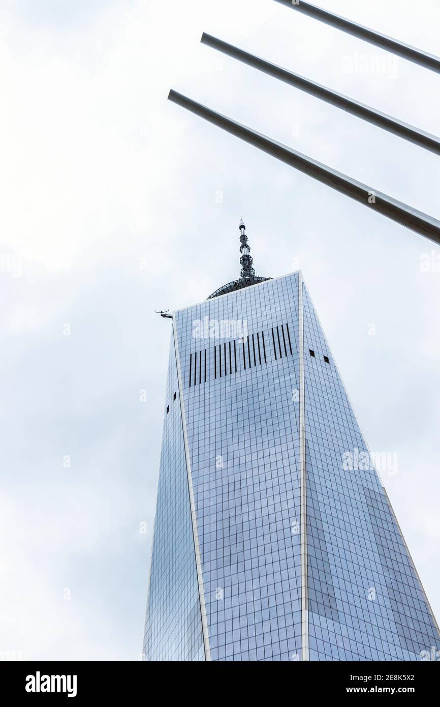 view looking up WTC tower one world observatory in New York city next ...