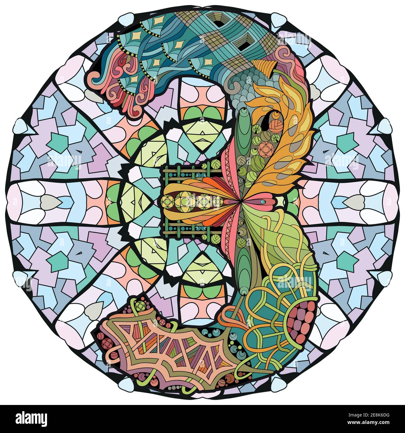 Hand-painted art design. Illustration mandala with numero three Stock ...
