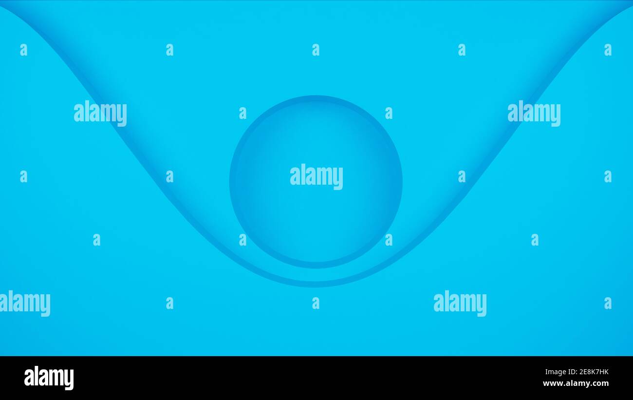 monotone blue circle at the bottom of wave front view. 3d rendering ...