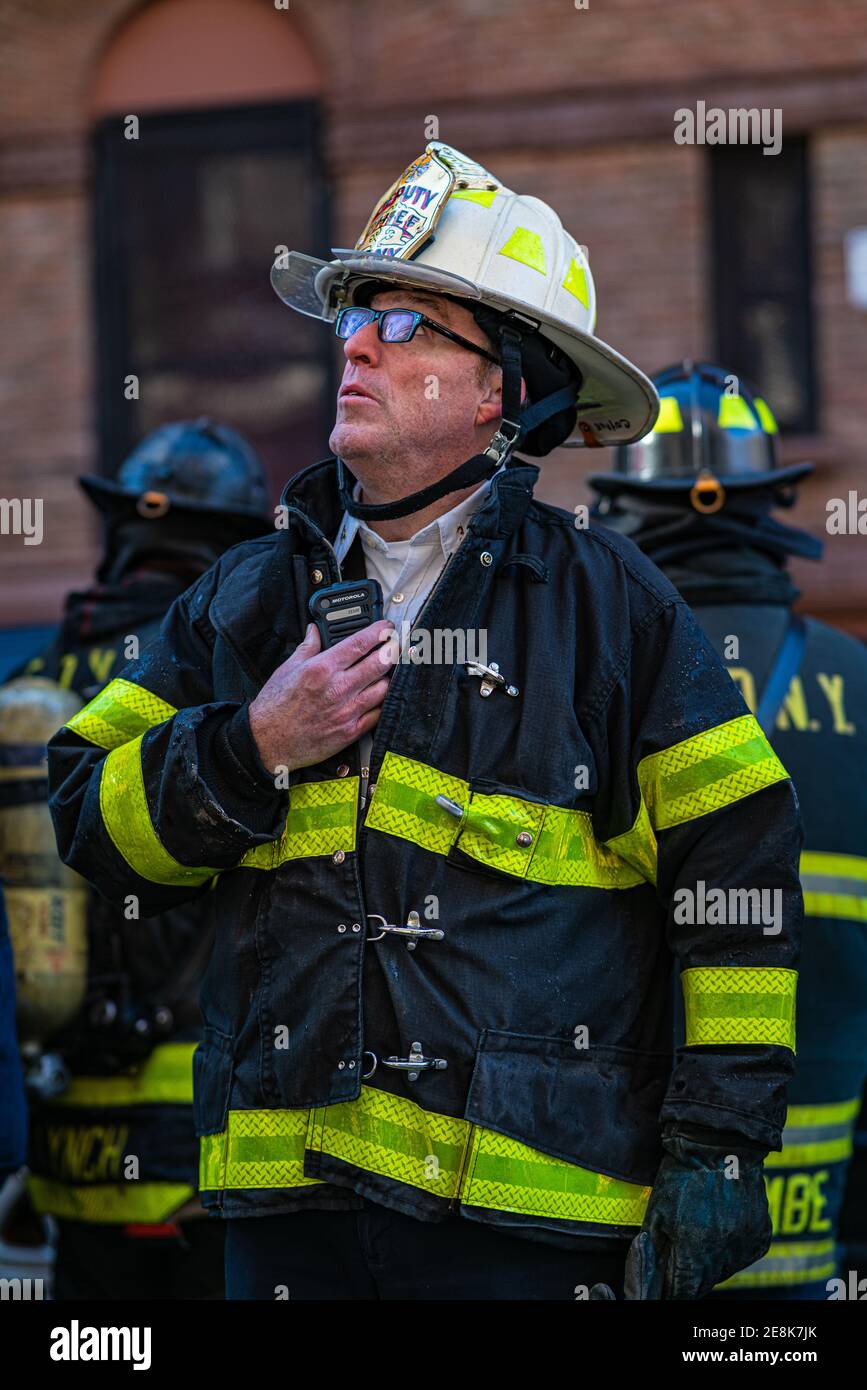New York City, USA. 30th Jan, 2021. NYC firefighters battled an ...