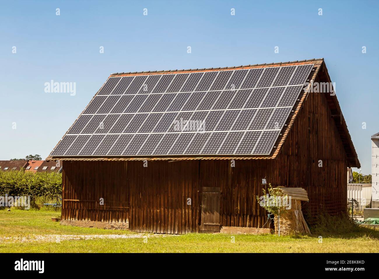 Solar panel on a farm house roof Stock Photo - Alamy