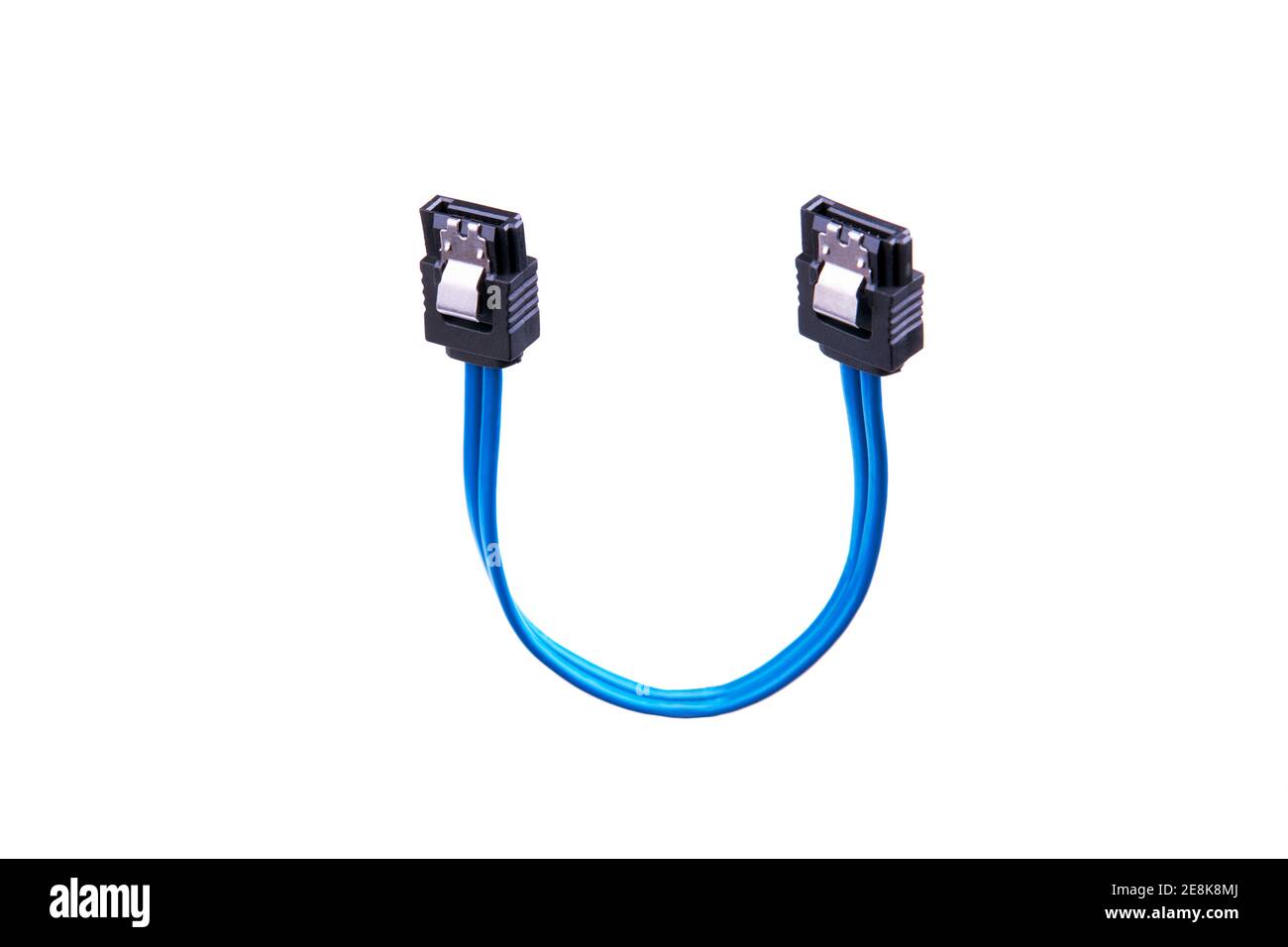 serial ata blue sata cable isolated on white background. copy space ...
